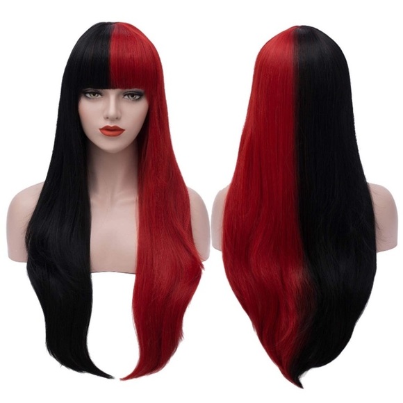 Accessories | Lana Red Black Split Dye Cosplay Straight Wig | Poshmark
